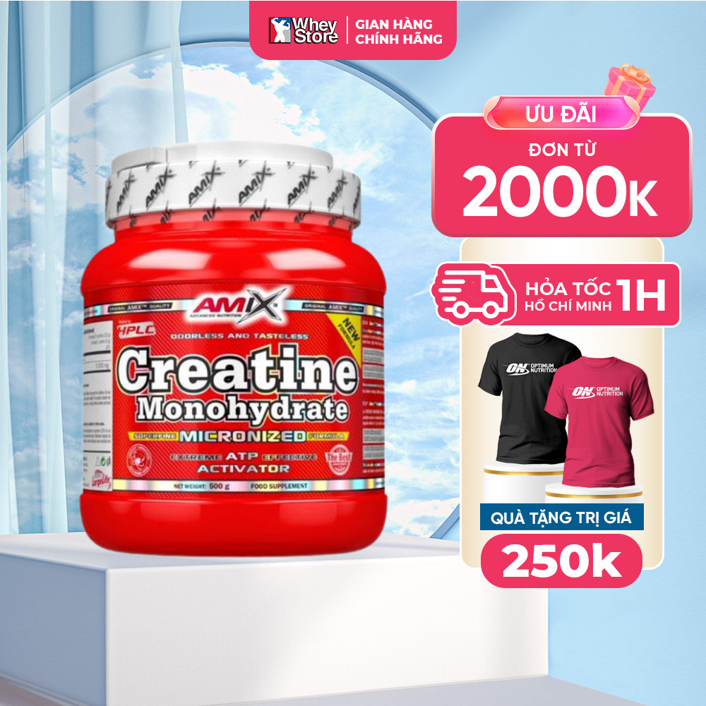 Amix Creatine Monohydrate Powder 500g, Bột tăng sức mạnh Creatine Amix ...