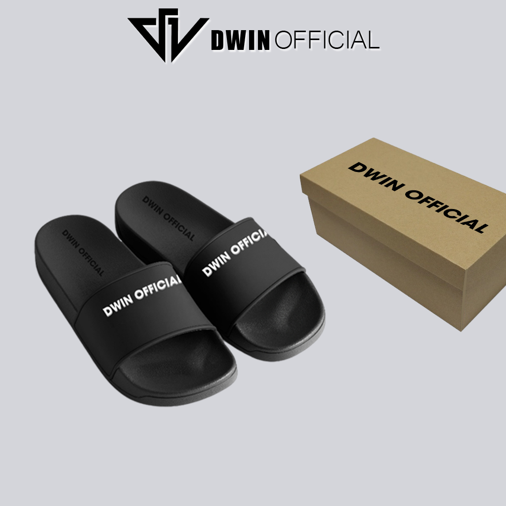 Dép lê quai ngang nam nữ slipper logo DWIN nổi trắng fullbox local ...