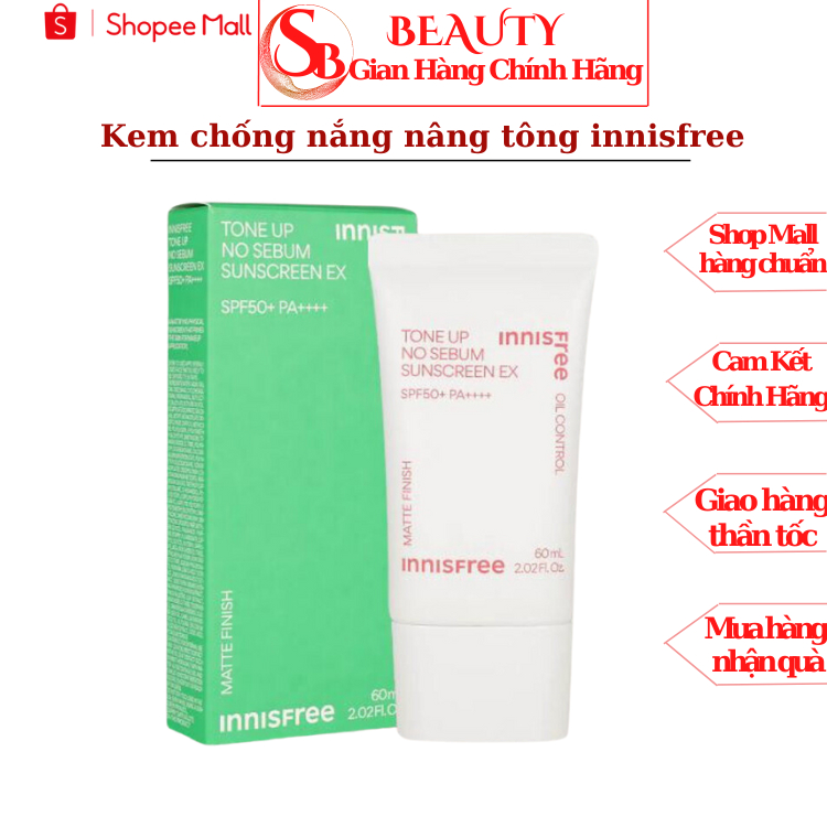 Kem chống nắng nâng tông kiềm dầu innisfree Tone Up No Sebum Sunscreen ...