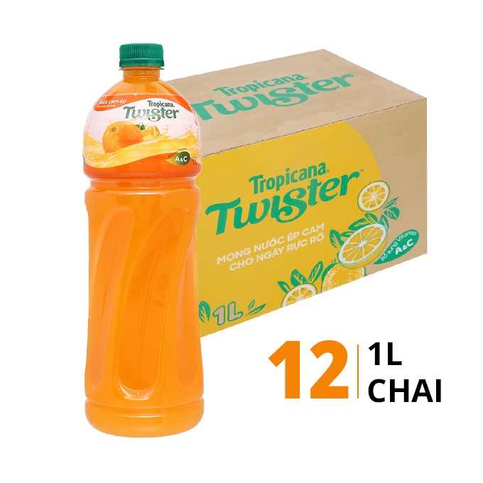 Thùng 12 chai nước cam ép Twister 1 lít của pepsiCo | Shopee Việt Nam