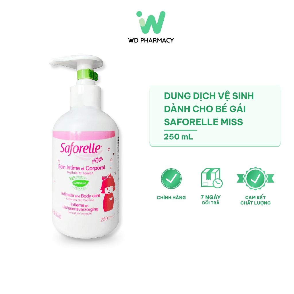 Dung dịch vệ sinh bé gái Saforelle Miss cao cấp giúp làm sạch, dưỡng ẩm ...