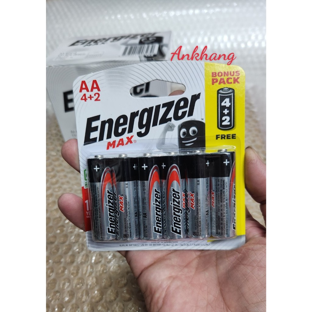 Vỉ 6 viên pin tiểu AA Energizer Max E91 BP 4+2 hàng chính hãng với logo môi trường xanh | Shopee ...