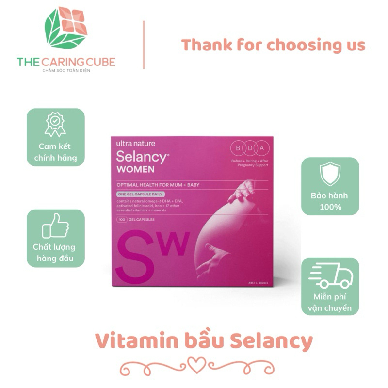 Vitamin bầu Selancy trước bầu , trong bầu hộp 100 viên | Shopee Việt Nam
