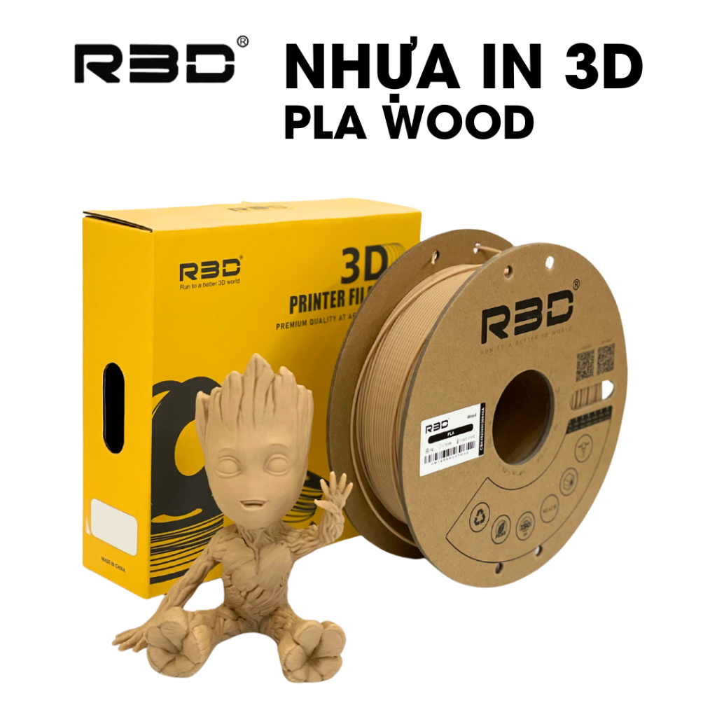 Nhựa in 3D PLA WOOD【R3D】chứa 10% bột gỗ - màu gỗ tự nhiên - Nhựa sợi ...