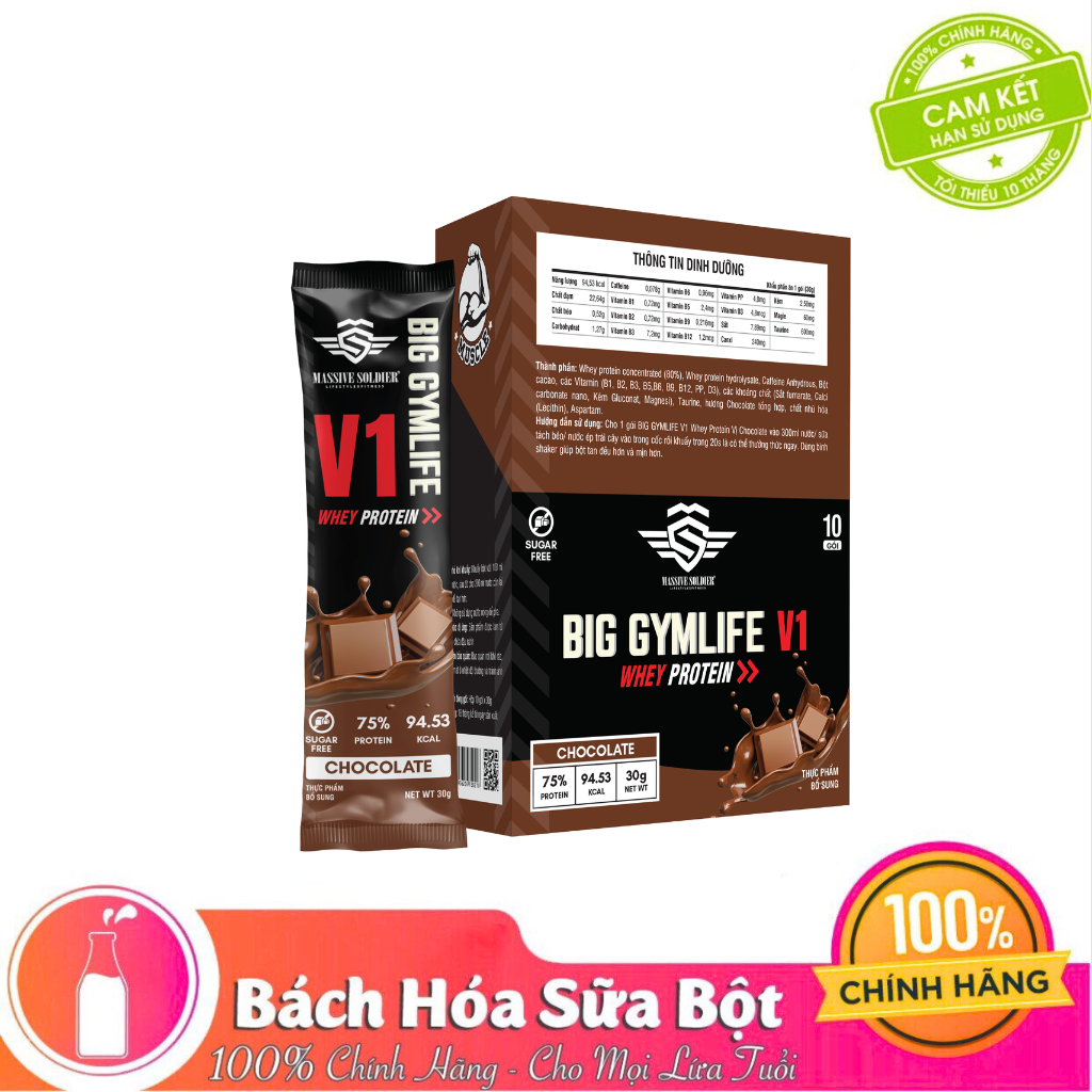 BIG GYMLIFE V1 WHEY PROTEIN vị Socola (Hộp 10 gói; 30g/gói) | Shopee ...