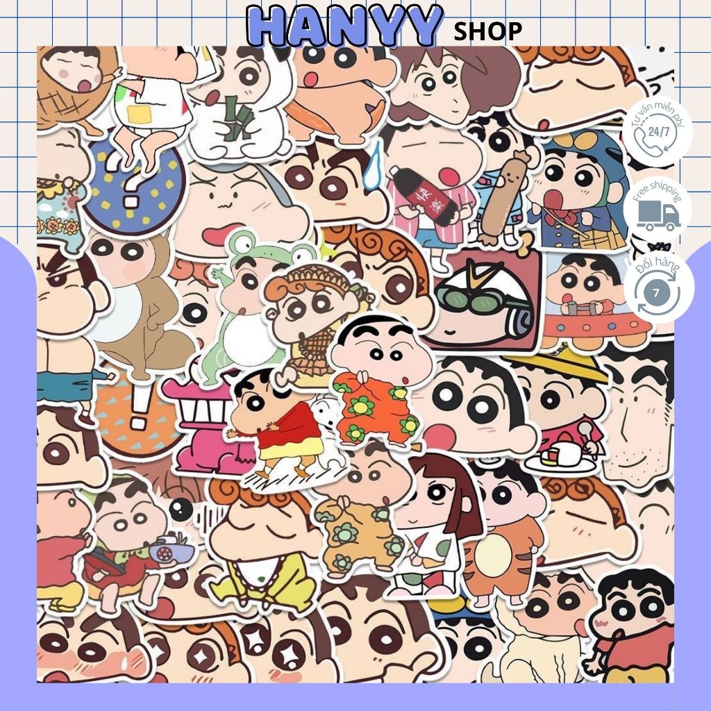 Set 100 Sticker Shin-chan, Nhãn Dán Trang Trí Laptop, Mũ Bảo Hiểm, Phụ ...