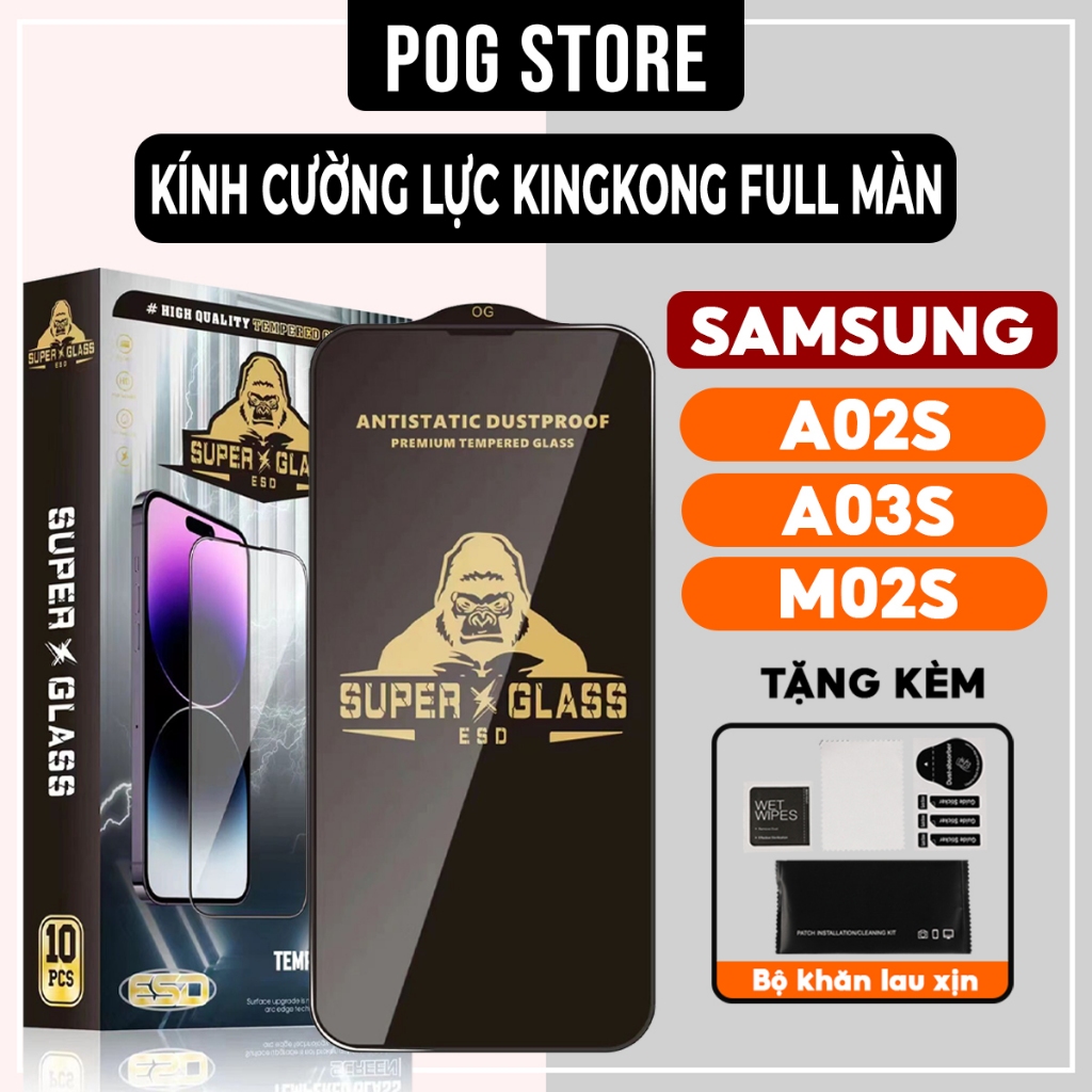 Kính cường lực Samsung Galaxy A03s, A02s, M02s Kingkong full màn | Miếng dán bảo vệ màn hình cho ...