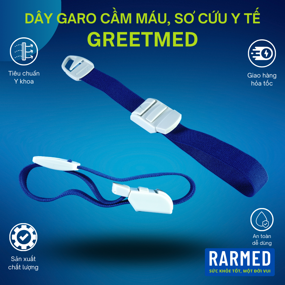 Dây garo cầm máu có khóa GREETMED lấy ven, sơ cứu y tế - 45cm co giãn ...