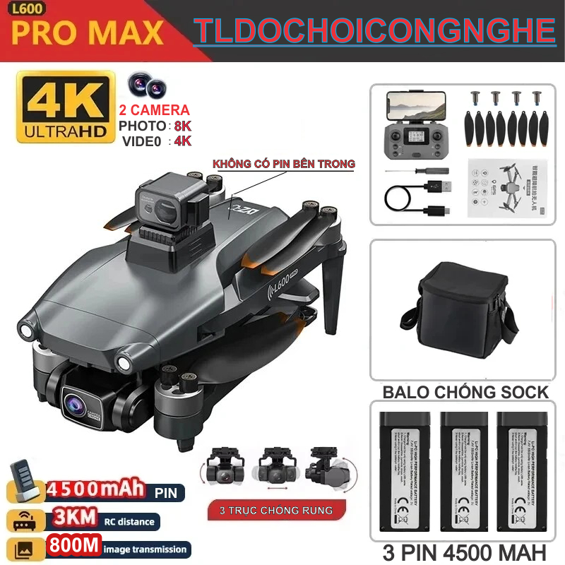 FLYCAM L600 Pro Max+3 TRỤC CHỐNG RUNG+CAMERA 4K+CẢM BIẾN VÂT CẢN 4 ...