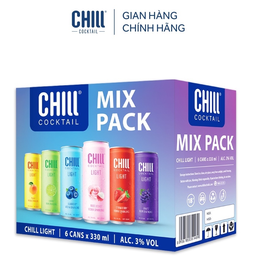 Thùng 6 lon Chill Cocktail mix vị - Nước trái cây lên men date 2025 ...