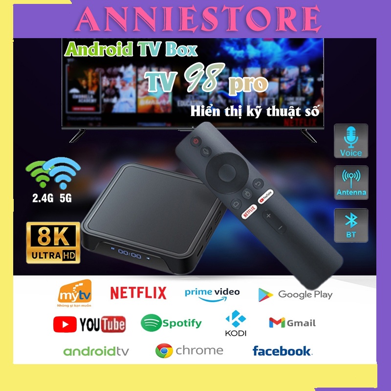 Android TV Box TV98 Pro Hỗ Trợ Kiểm Soát Giọng Nói Việt 5G WiFi ...