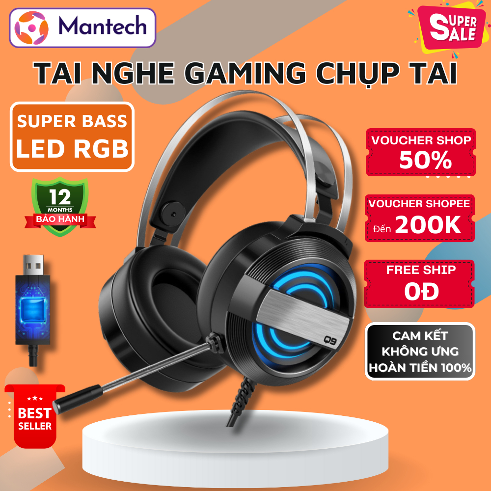 Tai Nghe Chụp Tai Gaming Có Dây Mantech MC Q9 LED Pro Có Micro Thu Âm ...