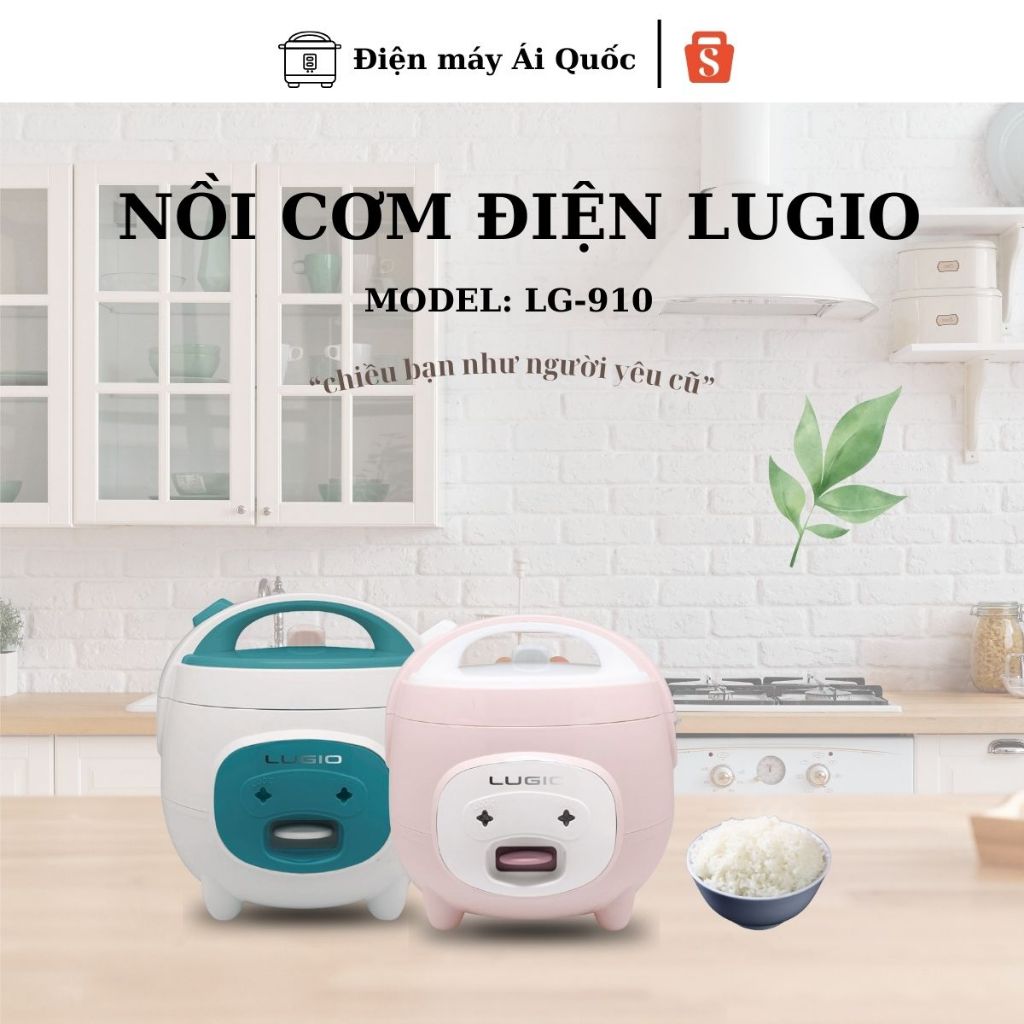Nồi cơm điện LUGIO Model LG-910 1L nắp liền 2 vùng giữ nhiệt chống dính hoàng kim bảo hành 12 ...
