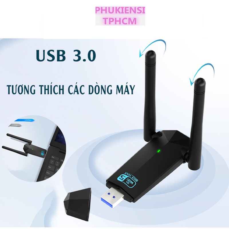 USB Thu Sóng wifi ZENTECH 1200mbps 2 Râu Kết Nối Mạng Máy Tính Không ...