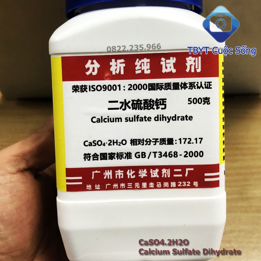 Hóa chất CaSO4.2H2O calcium sulfate dihydrate 500g dùng trong thí ...