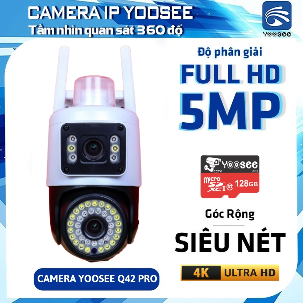 Camera Wifi Yoosee 2 khung hình Q42 PRO 8.0MP, 4K, Ngoài trời 2 ống ...