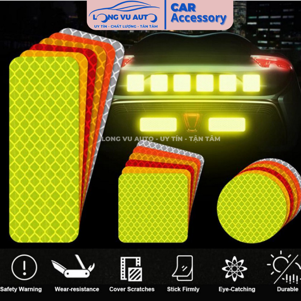 Miếng decal dán xe phản quang cảnh báo ban đêm , Decal phản quang dán ...