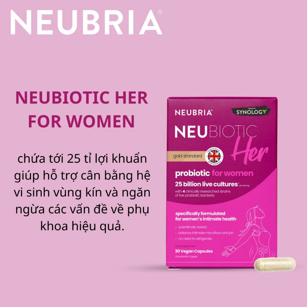 Viên uống men phụ khoa, men vi sinh vùng kín Neubria NeuBiotic Her bổ ...
