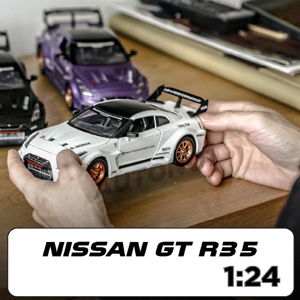 Mô hình xe Nissan GTR R35 CSR2 full open , có đèn , âm thanh 1:24 Alloy ...