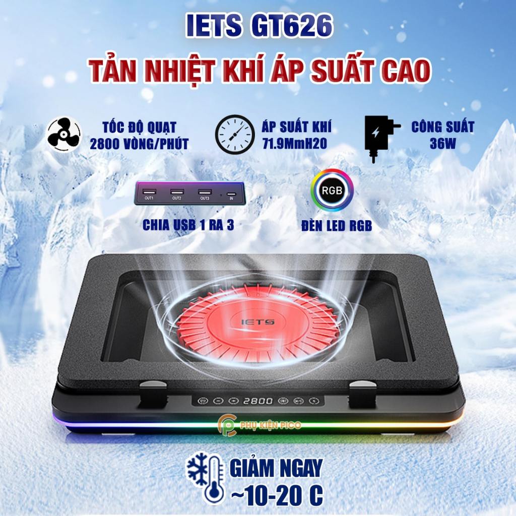 Quạt tản nhiệt laptop IETS GT626 tản khí nén turbo 2800RPM giảm nhiệt ...