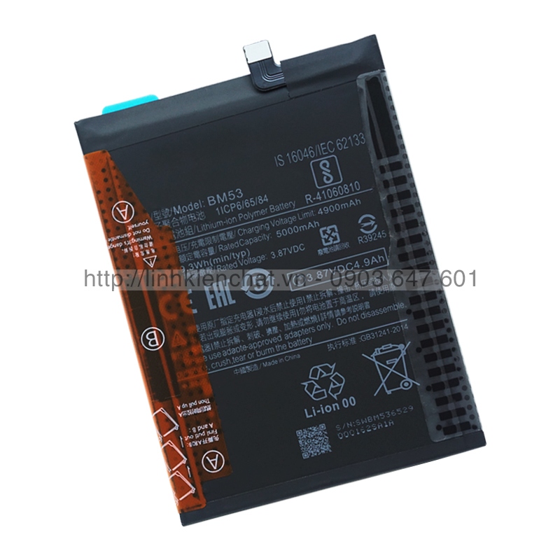 Pin cho Xiaomi Mi 10T Pro 5G M2007J3SG (BM53) 5000mAh Zin - Hàng nhập ...