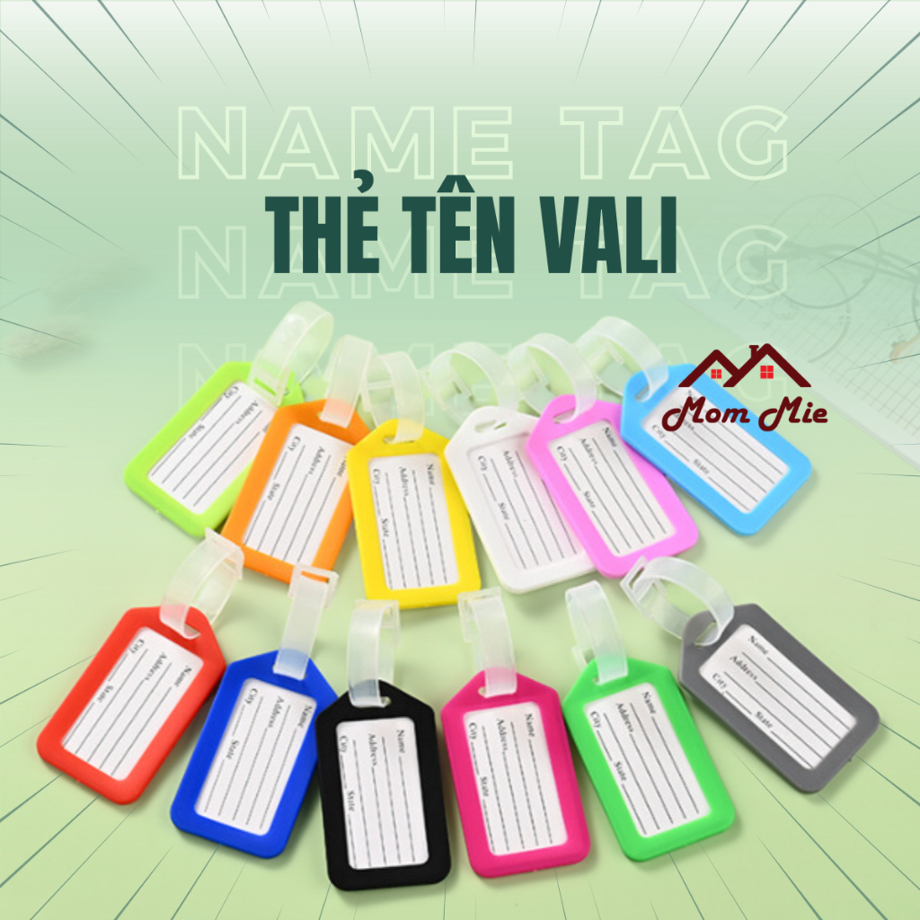 Thẻ tên gắn vali du lịch, cặp sách cho bé, name tag hành lý bằng nhựa ...