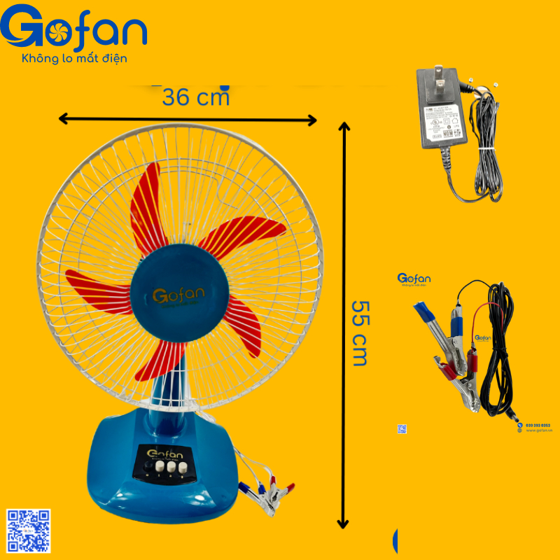 quạt bàn sử dựng điện 12v và điện 220v- sài khi cúp điện -gofan-động cơ ...
