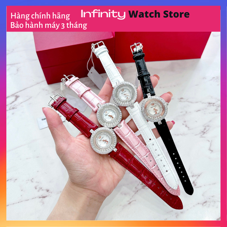 Đồng hồ nữ Royal Crown pha lê chạy sang trọng lạ mắt dây da đủ màu model 3628 | Shopee Việt Nam