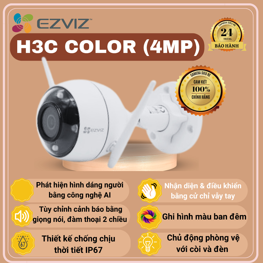 Camera wifi ngoài trời Ezviz H3c 2MP/3MP/4MP 2K , đàm thoại, màu đêm ...