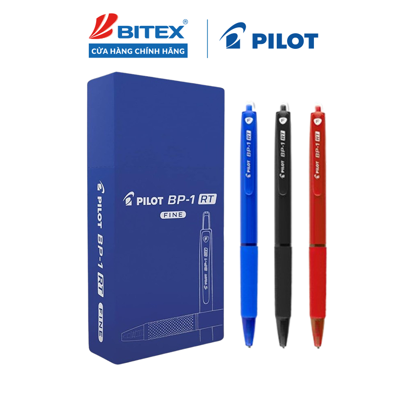 Hộp 12 cây bút bi bấm Plastic Pilot BP-1RT ngòi 0.7mm | Shopee Việt Nam