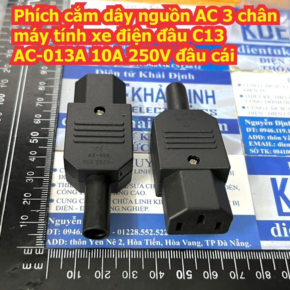 3 cái Phích cắm dây nguồn AC 3 chân máy tính xe điện đầu C13 / C14 AC-013A đầu cái / đực kde3310 ...