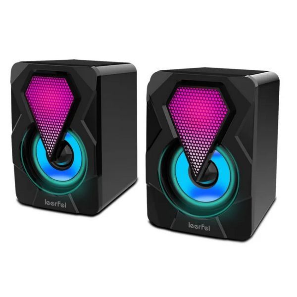 Loa mini 2.0 LeerFei E-1046 - Loa vi tính mini LED RGB nghe cực êm. BH ...