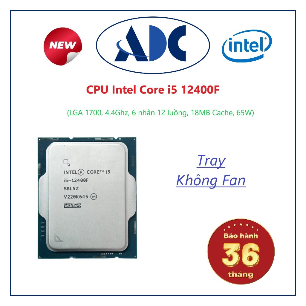 CPU Intel Core I5 12400F (LGA 1700, 4.4Ghz, 6 nhân 12 luồng, 18MB Cache ...