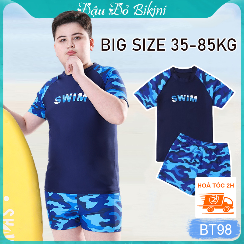 Bộ bơi big size cho bé trai mập béo, mẫu áo cộc tay quần đùi phóng ...