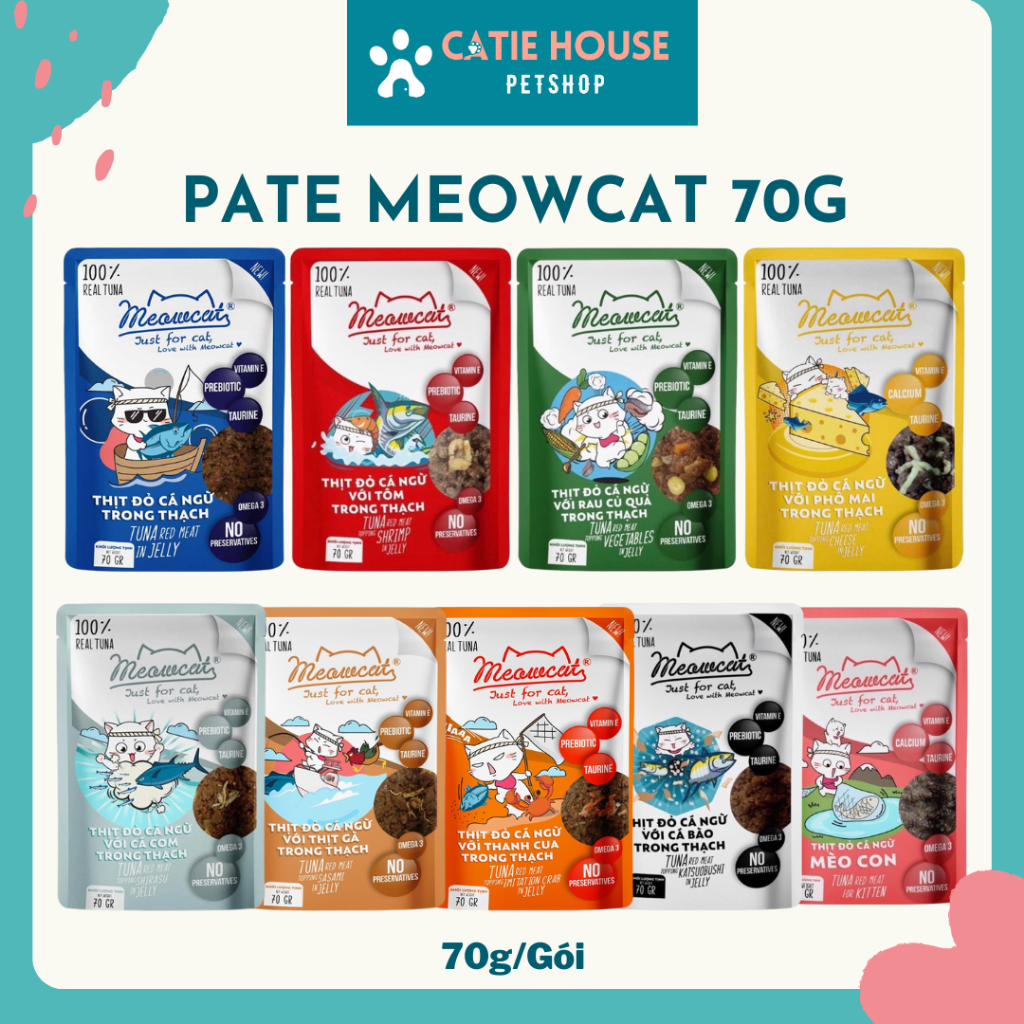 Pate Meowcat Cá Ngừ Mix Vị Pate Cho Mèo gói 70g | Shopee Việt Nam