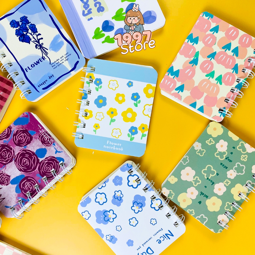 Sổ Tay Lò Xo Bìa Hoạ Tiết Hoa 160 trang có dòng kẻ, Sổ Tay Ghi Chép ...