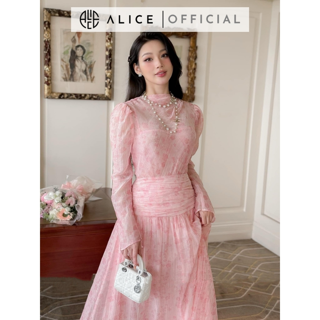 Set Váy Dài Tiểu Thư Tơ Hoa Nhăn ALICE Chân Váy Hoa Tơ Dáng Dài Kèm Áo ...