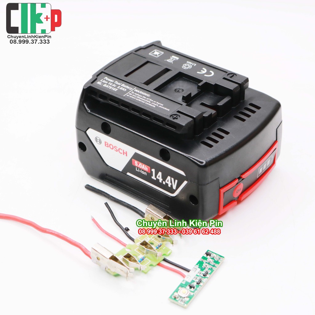 [ B142 ] Vỏ mạch Bosch 14.4V Li-ion full tem 2 hàng pin, led báo pin ...