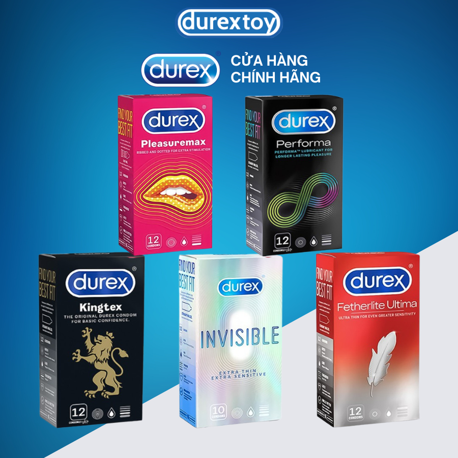 Combo Vương Gia 7 Hộp 72 Bao Cao Su Durex Siêu Mỏng, Kéo Dài Thời Gian, Ôm sát, Gân Gai Chính ...