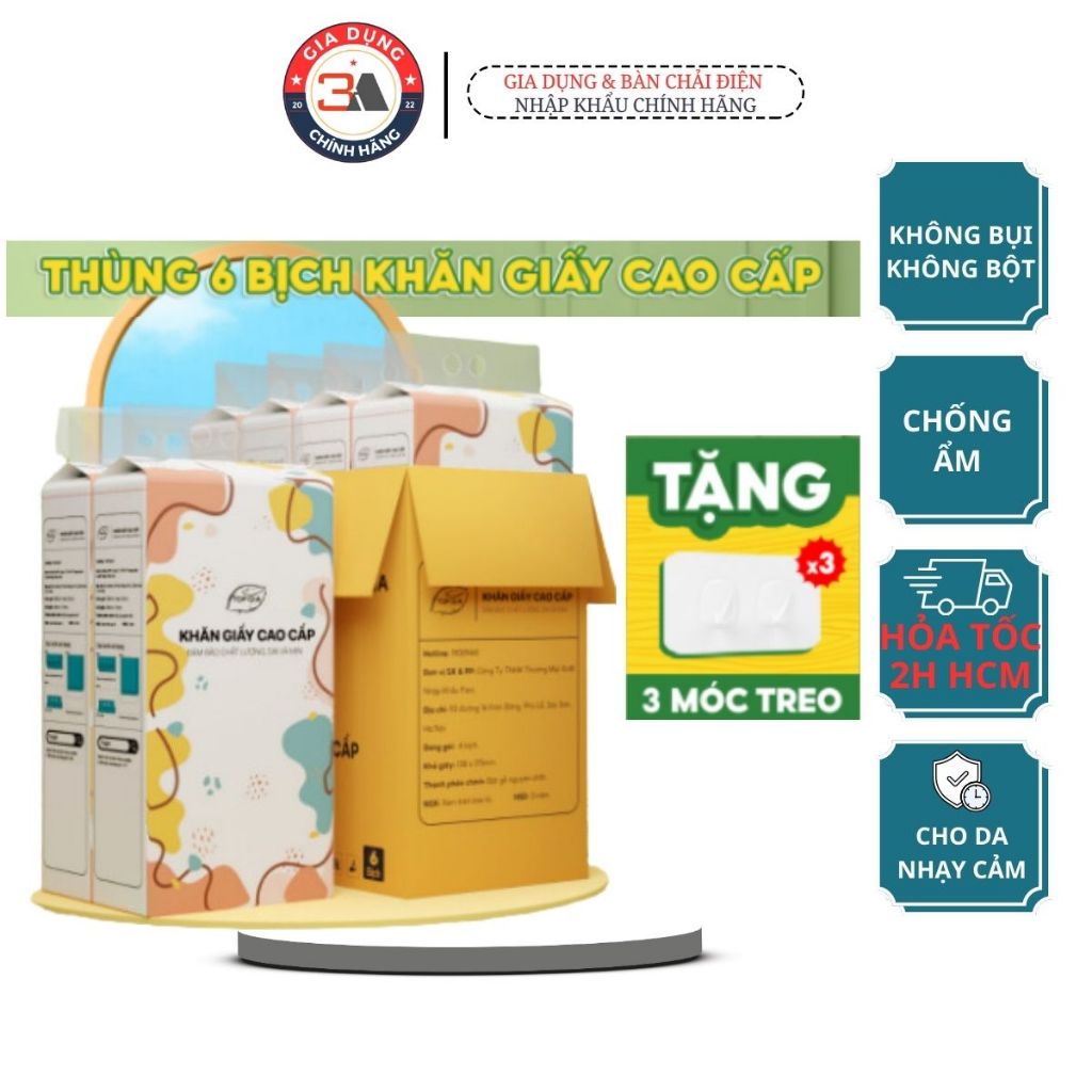 (TẶNG MÓC TREO TƯỜNG)Giấy vệ sinh treo tường Top Gia thùng 6 bịch đa sắc làm từ bột gỗ nguyên ...