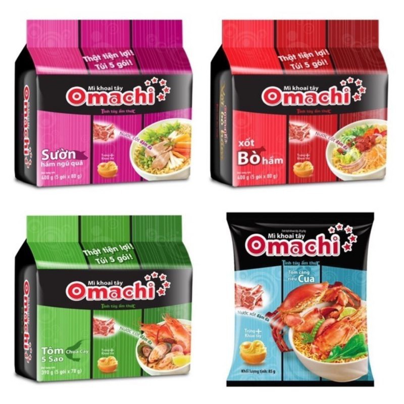 COMBO 5 Mì Omachi có ĐỦ VỊ hương vị DATE MỚI | Shopee Việt Nam
