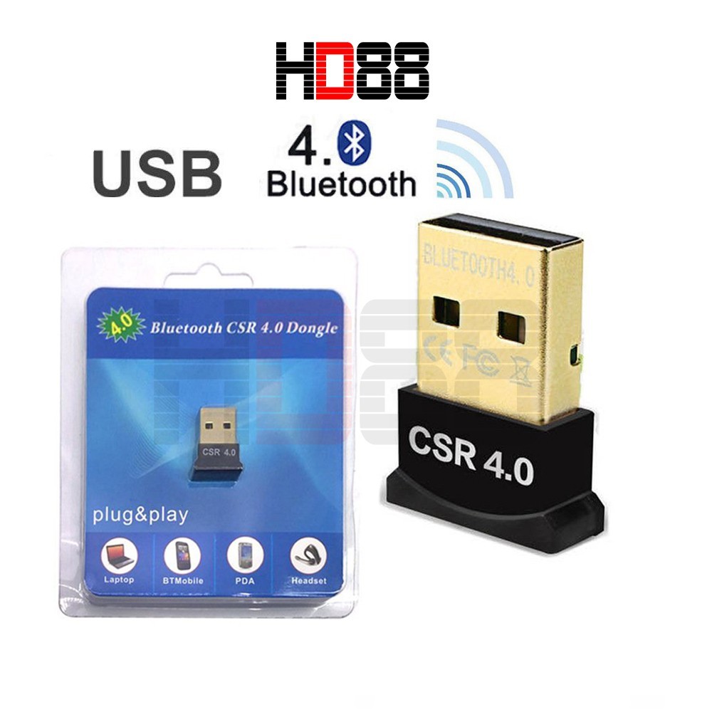 USB Bluetooth CSR V4.0 cho máy tính laptop, PC win 10/8/Xp/7 Vista 32/64bit chất lượng HD88 ...