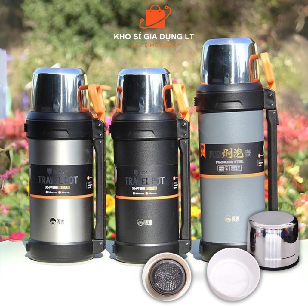 Bình giữ nhiệt inox 316 KD-9060 dung tích 2000ml, 2500ml có lọc trà, nắp inox làm cốc và quai ...