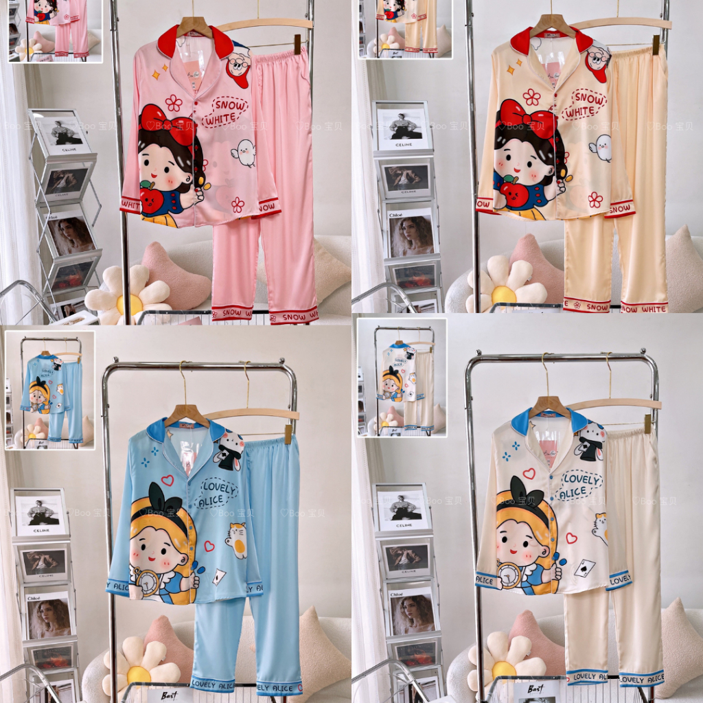 [Mẫu Tay Dài Quần Dài] Đồ Bộ Pyjama Nhà Boo Boo Lụa Latin Cao Cấp Siêu ...