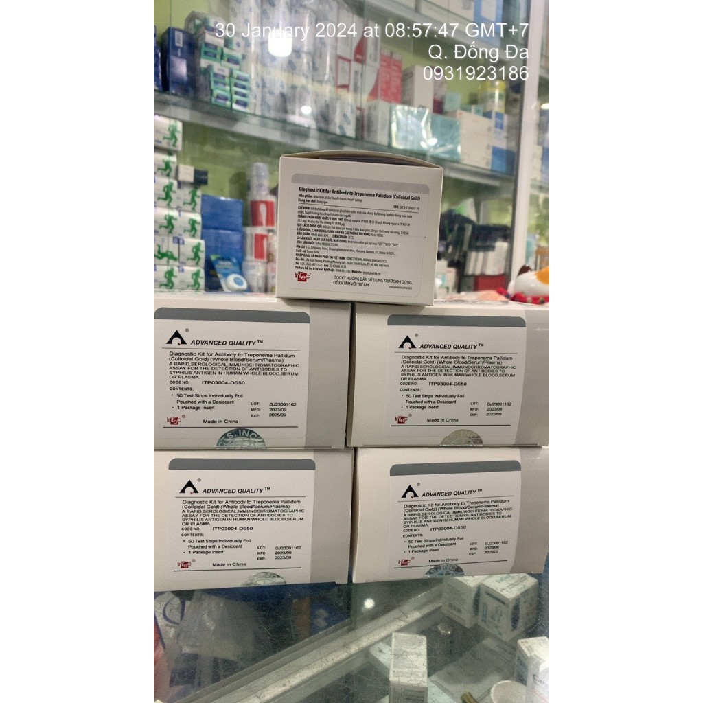 Test chẩn đoán giang mai Syphilis InTec (dạng que) hộp 50 test ...