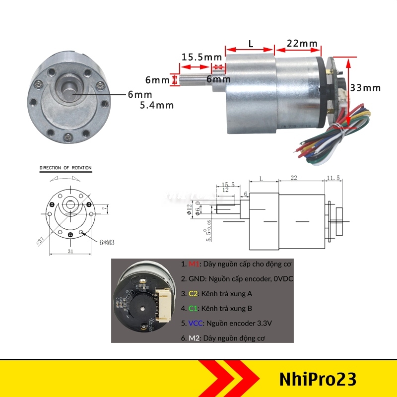 Động cơ giảm tốc 12V Encoder JGB37-520 60rpm 333rpm trục 6mm | Shopee ...