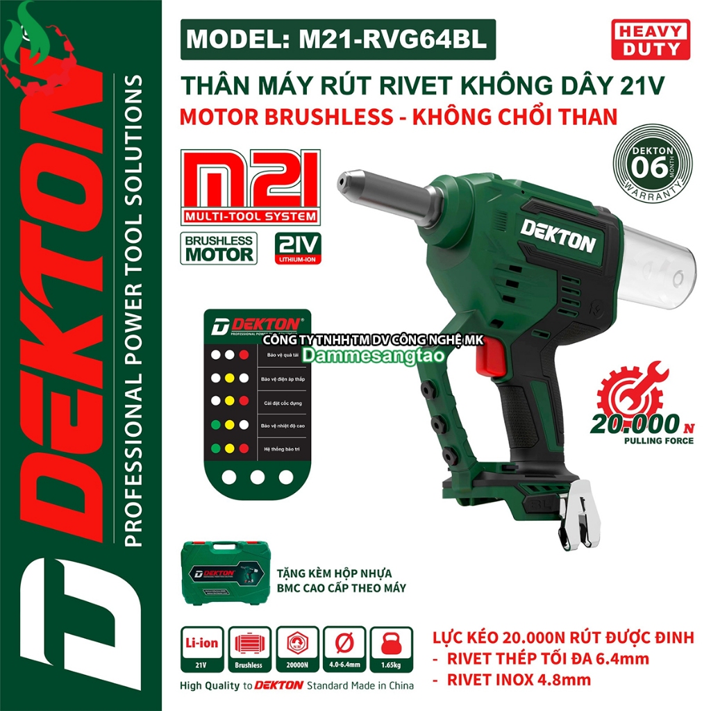Máy rút Rivet pin 21V Dekton M21-RVG64BL | Shopee Việt Nam