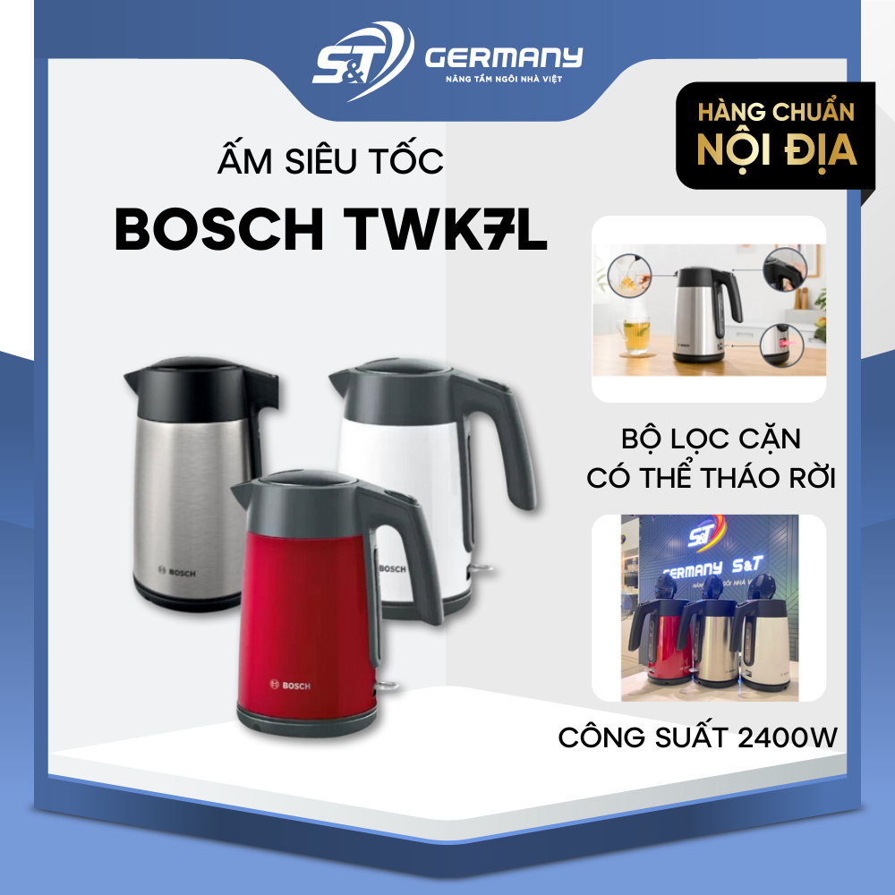 Ấm Siêu Tốc BOSCH TWK7L Nhiều Màu Dung Tích 1.7L Nội Địa Đức, Ấm Đun ...