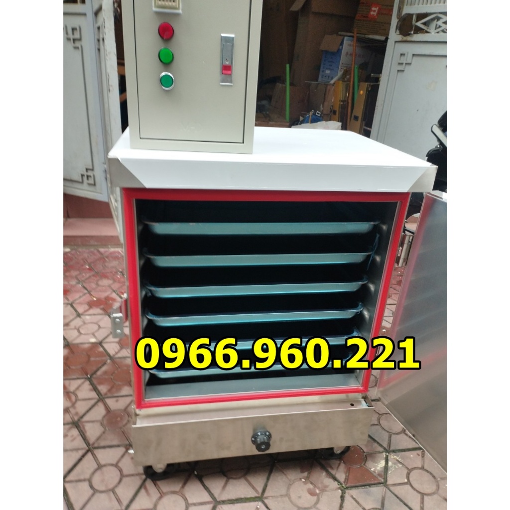 TỦ HẤP CƠM CÔNG NGHIỆP 6 KHAY INOX 304 MỖI KHAY NẤU ĐƯỢC 20-50kg/MẺ BH ...