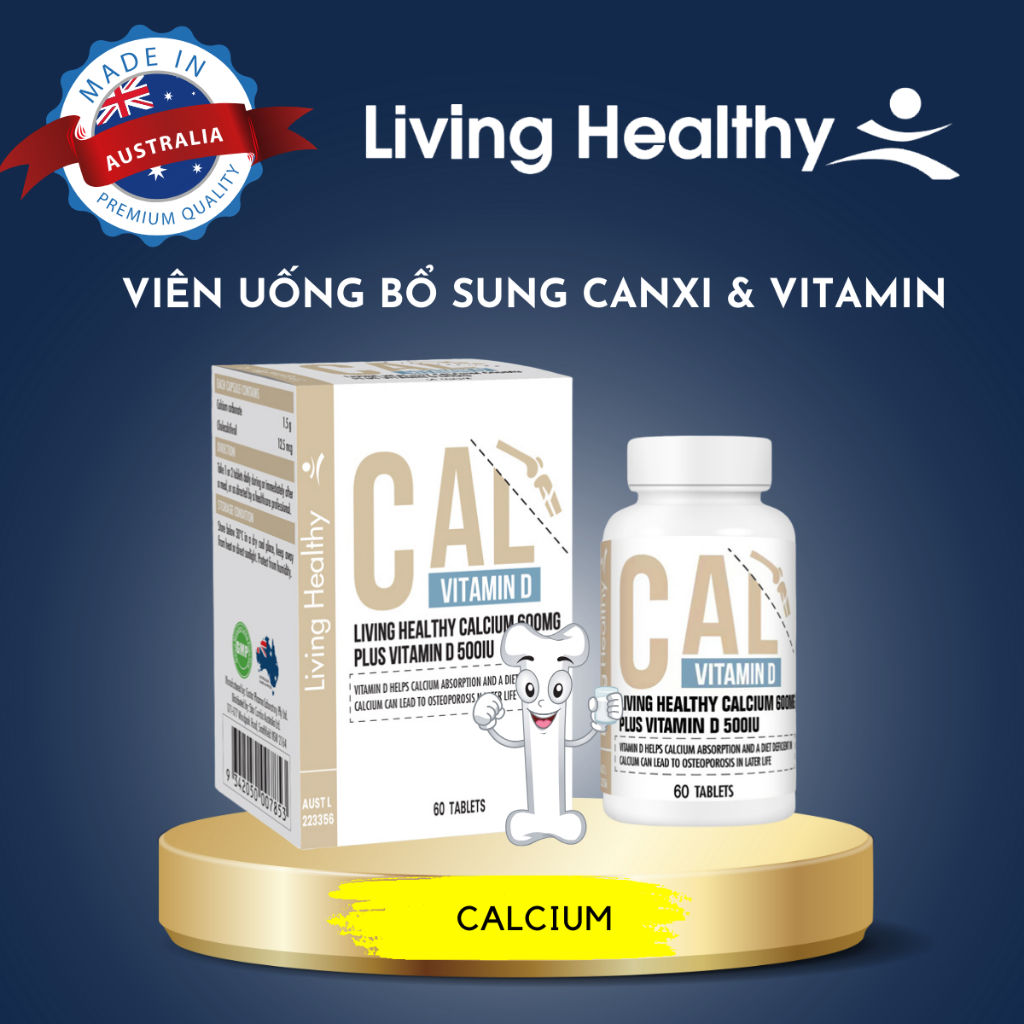 Viên uống bổ sung canxi Living Healthy Calcium 600mg Plus Vitamin D ...